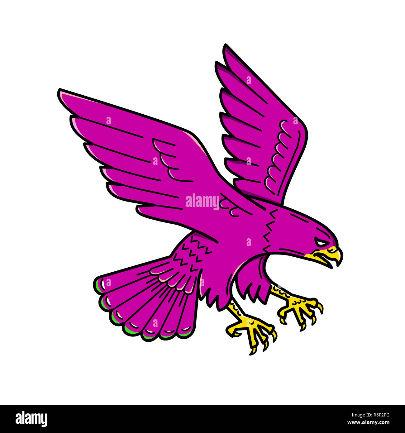 Peregrine Falcon Swoop Mono Line Stock Photo - Alamy