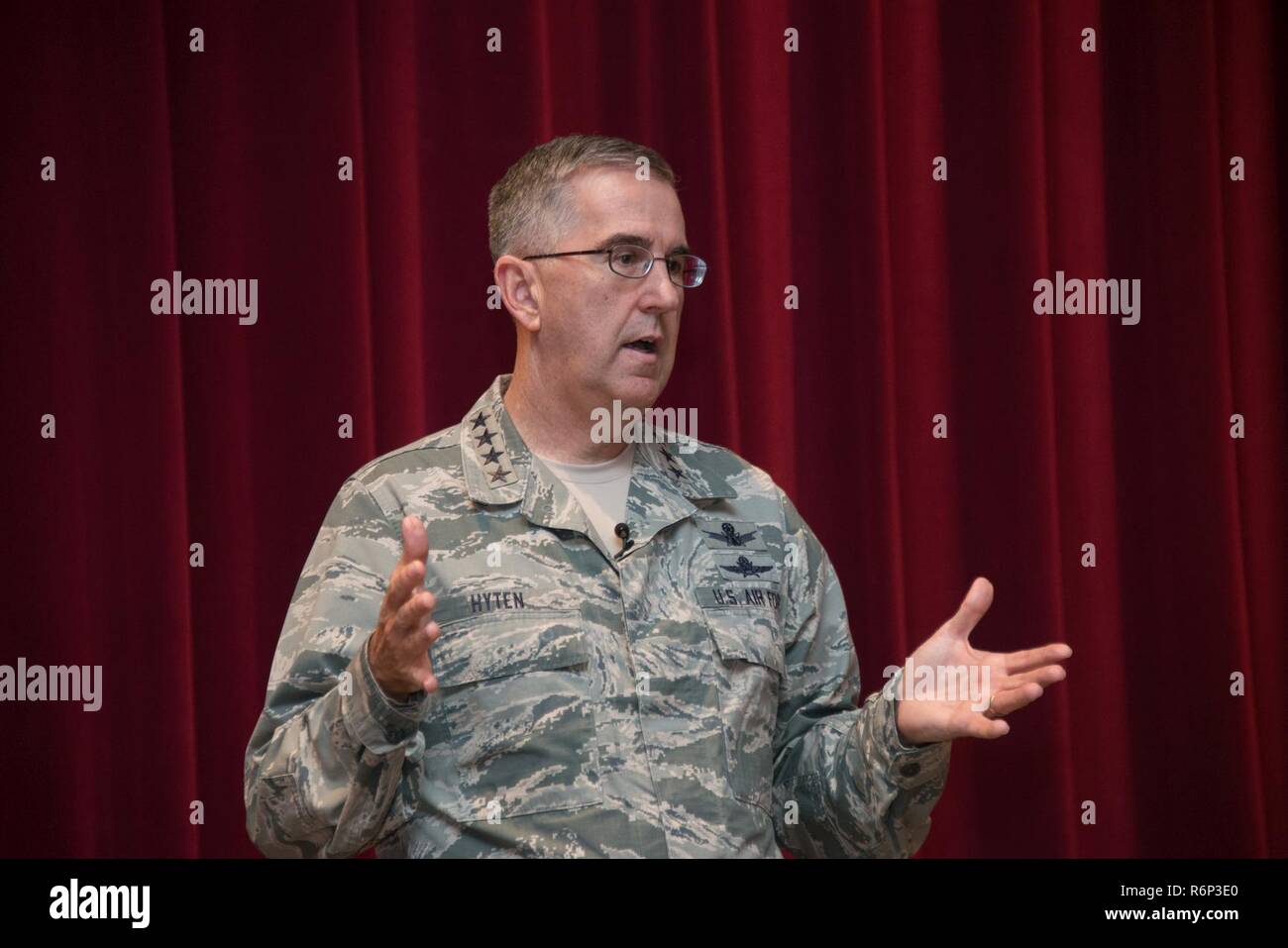 U.S. Air Force Gen. John Hyten (left), commander of U.S. Strategic ...