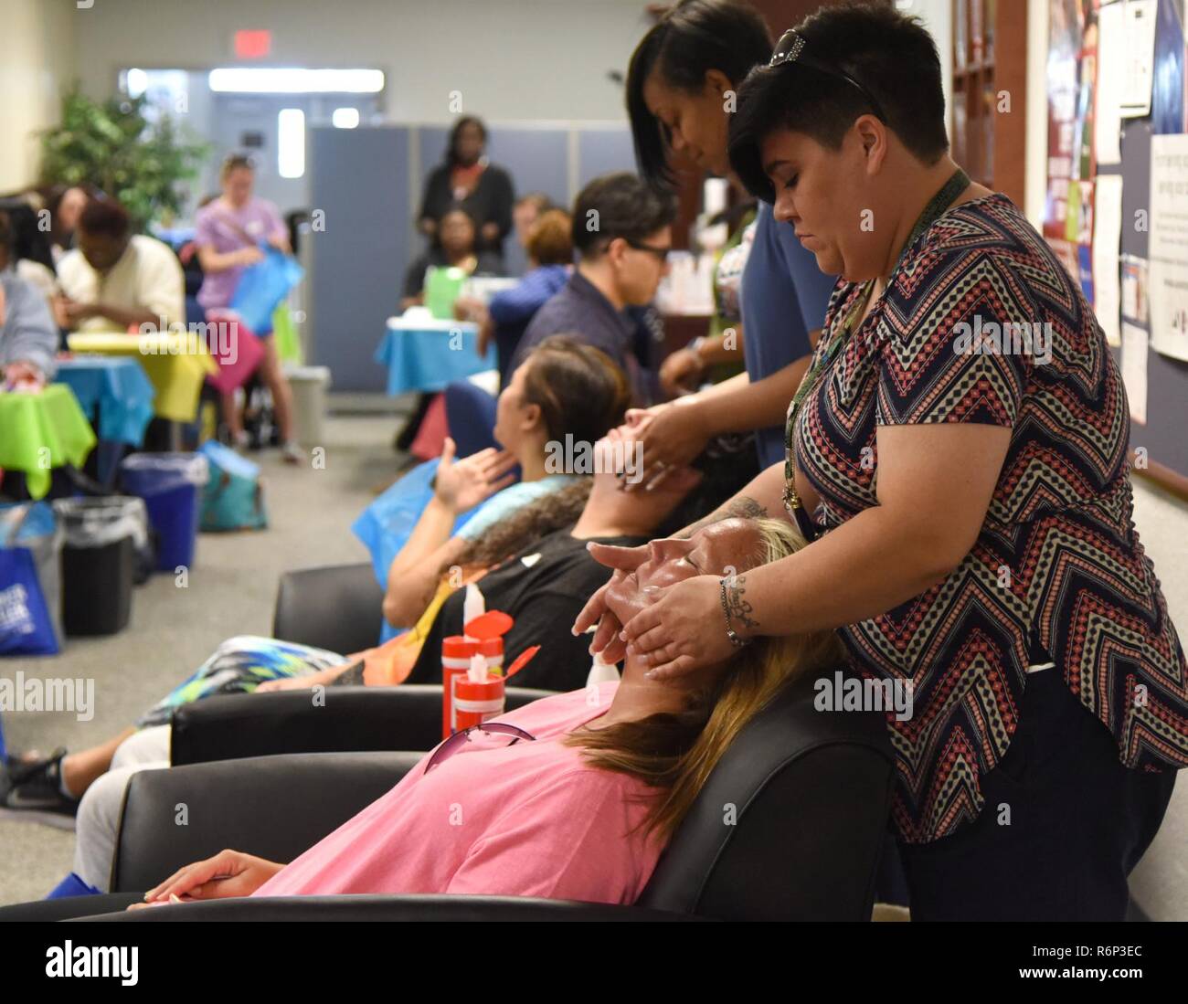 Students from Virginia College provide face massages to Keesler spouses ...