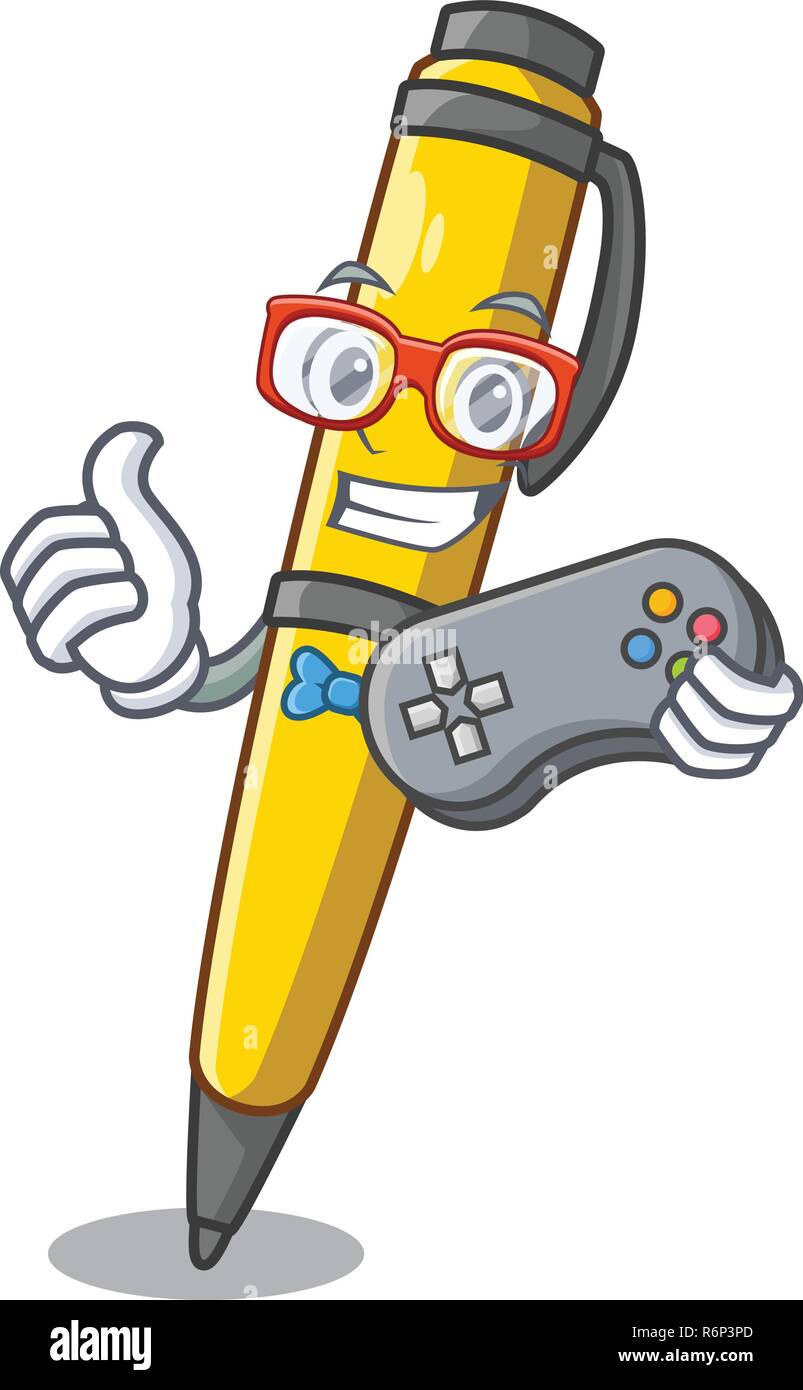 Gamer classic ballpoint pen isolated on character Stock Vector Image ...