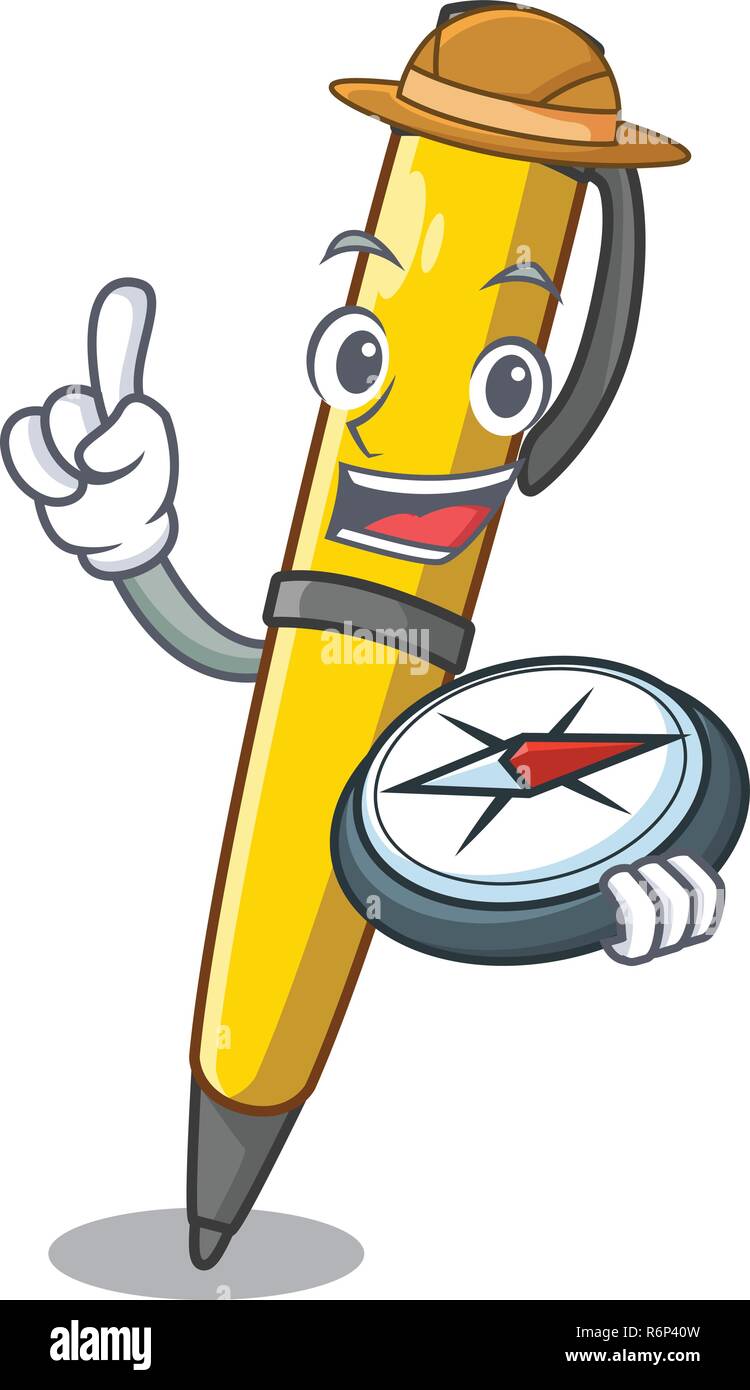 Explorer classic ballpoint pen isolated on character Stock Vector Image ...