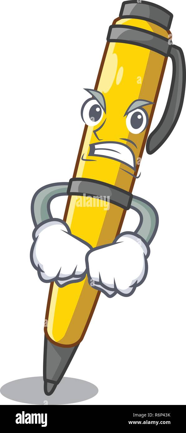 Angry classic ballpoint pen isolated on character Stock Vector Image ...