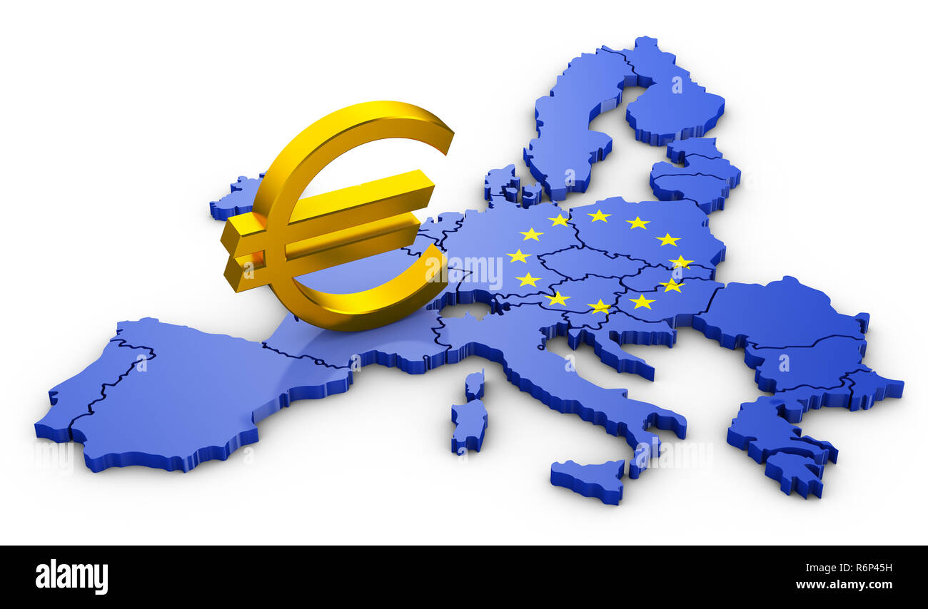 euro sign on map Stock Photo - Alamy