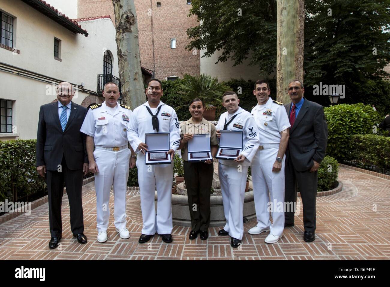 From left to right, Madrid Council President, Luis San Miguel, Captain ...