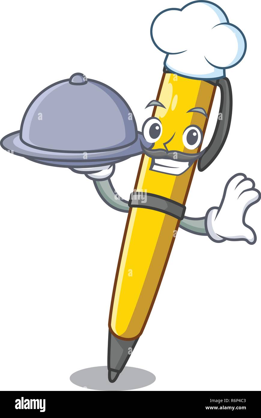 Chef with food classic ballpoint pen isolated on character Stock Vector ...