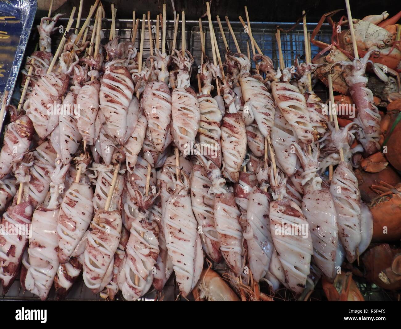 shrimp,lobster,crayfish,clams and squid at a thai market Stock Photo ...