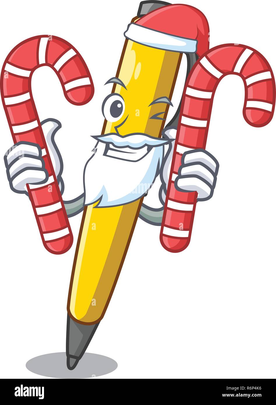 Santa with candy antique ink pen shape on cartoon Stock Vector Image ...