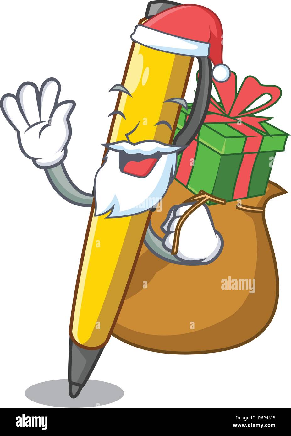 Santa with gift antique ink pen shape on cartoon Stock Vector Image ...