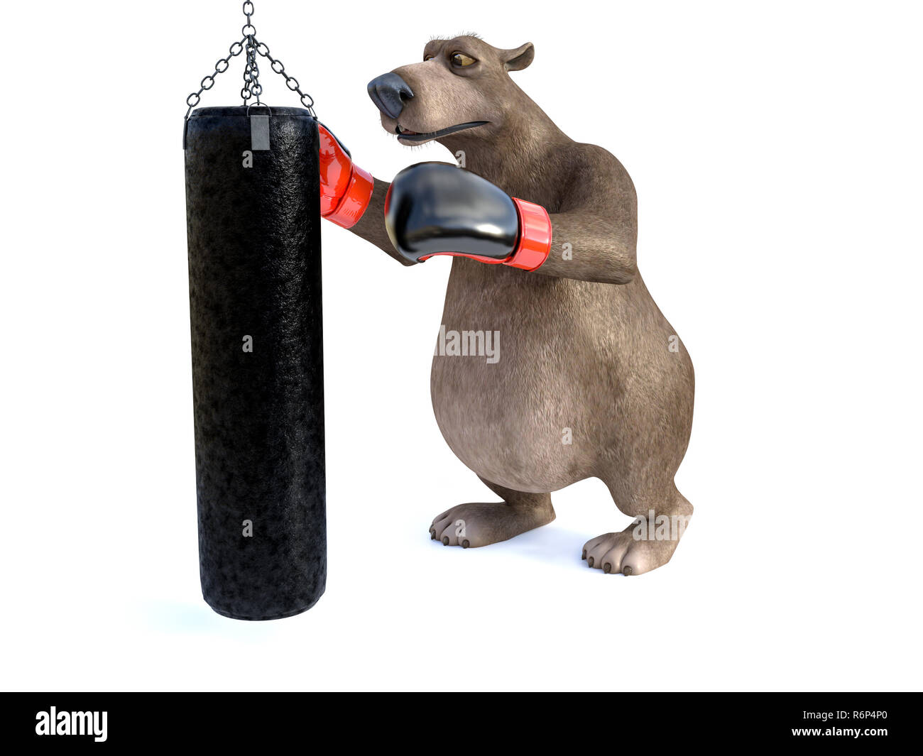 3D rendering of cartoon bear punching a heavy bag Stock Photo - Alamy
