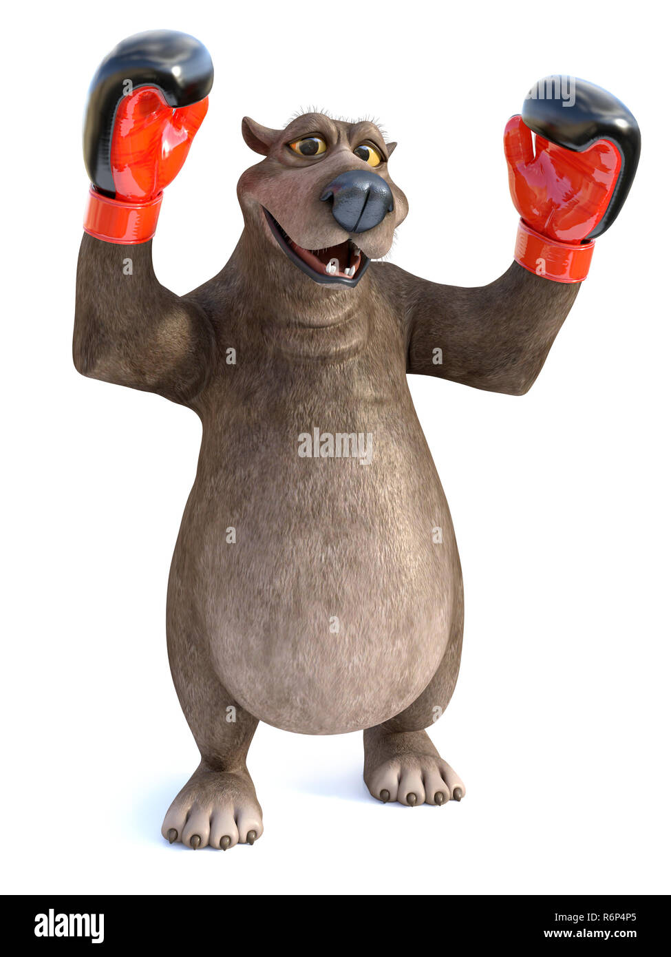 3D rendering of cartoon bear wearing boxing gloves Stock Photo - Alamy
