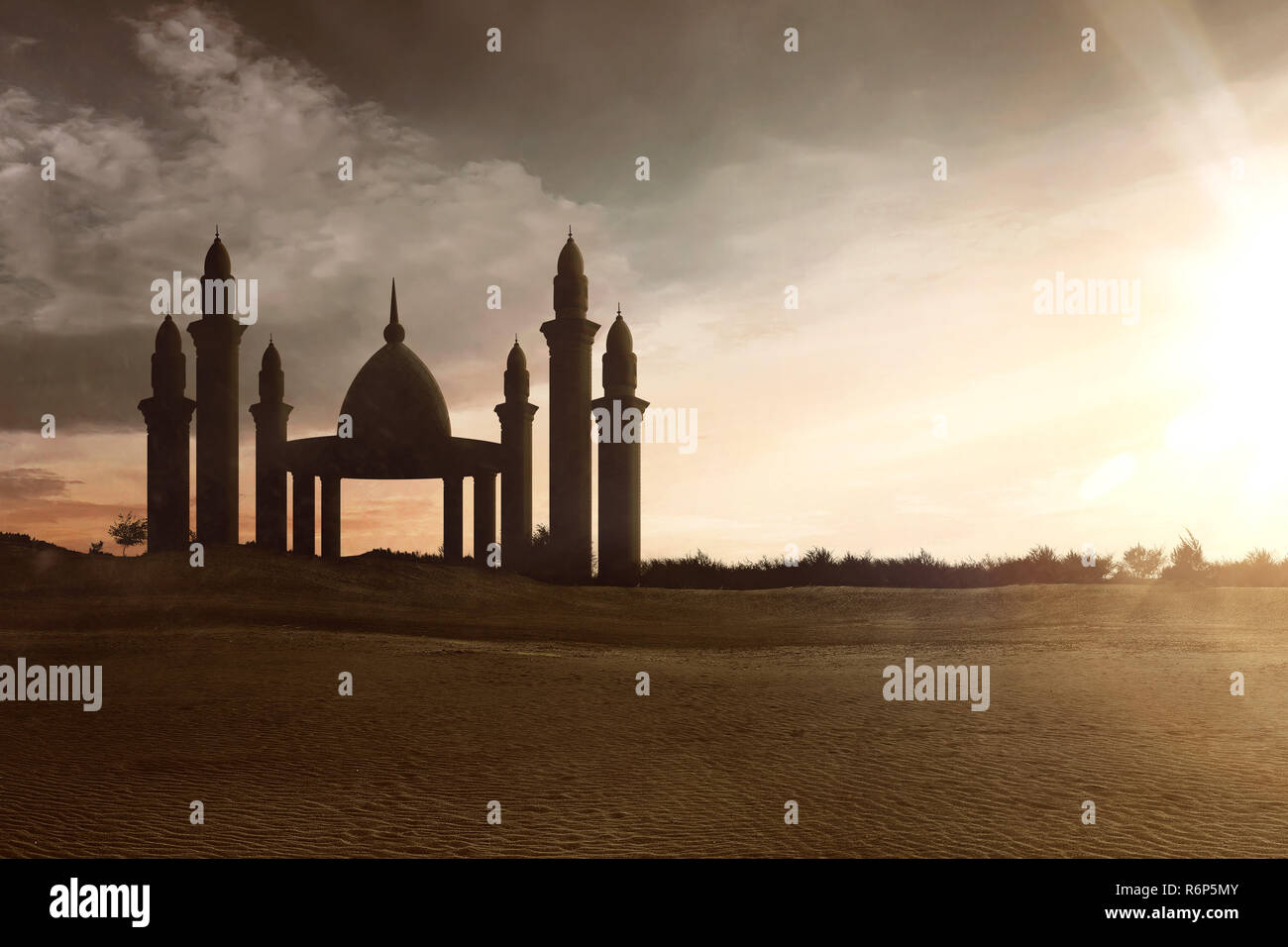 Mosque with high minarets Stock Photo - Alamy