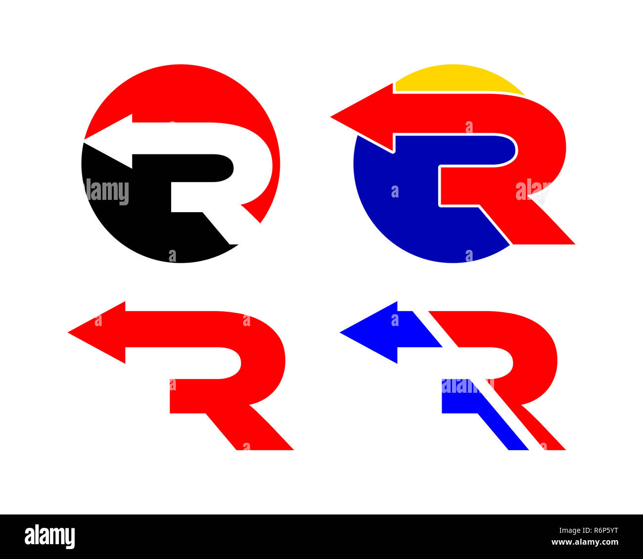 r letter arrow logo collection Stock Photo - Alamy