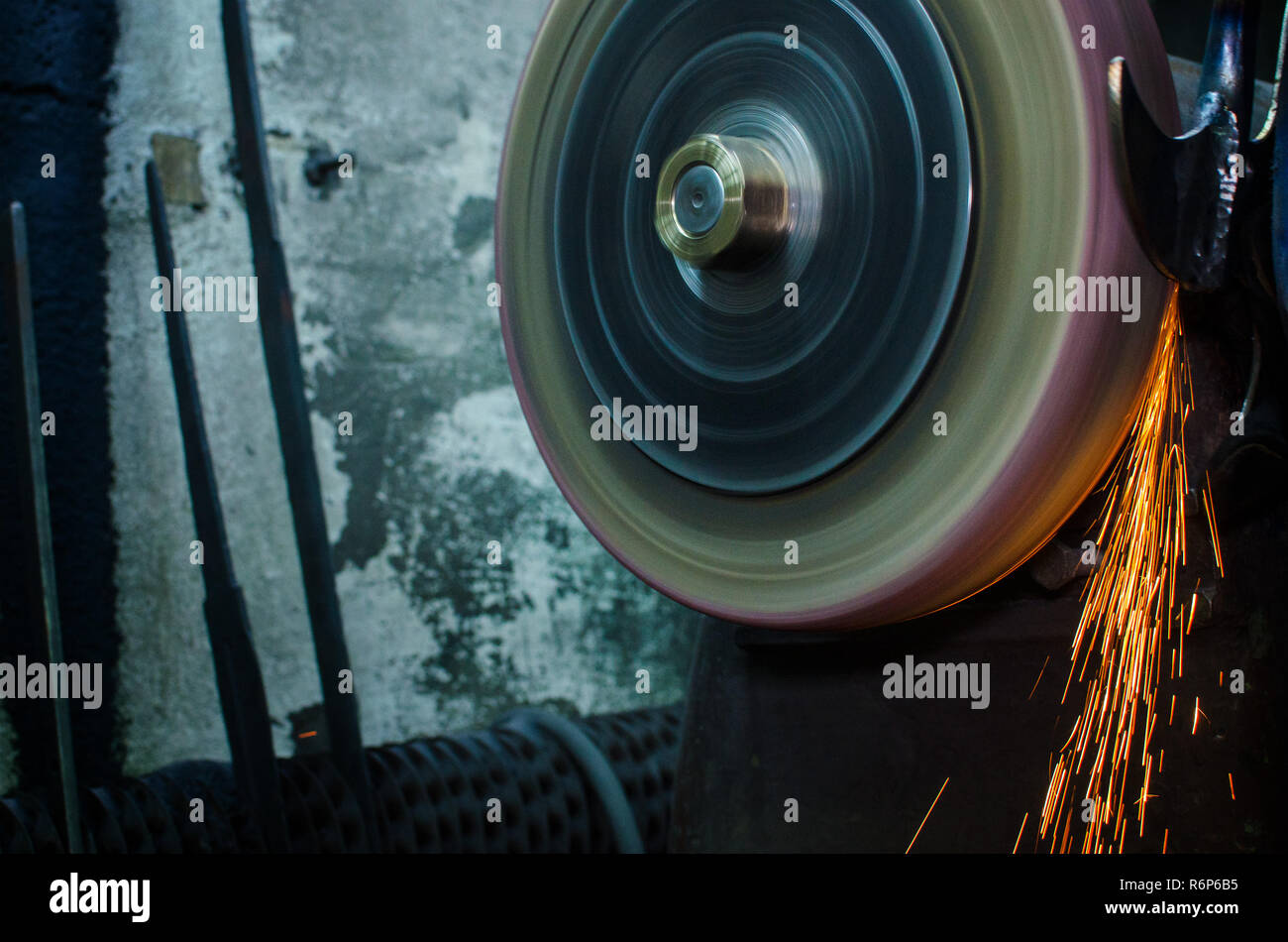 Industrial Grinder and Sparks Stock Photo - Alamy