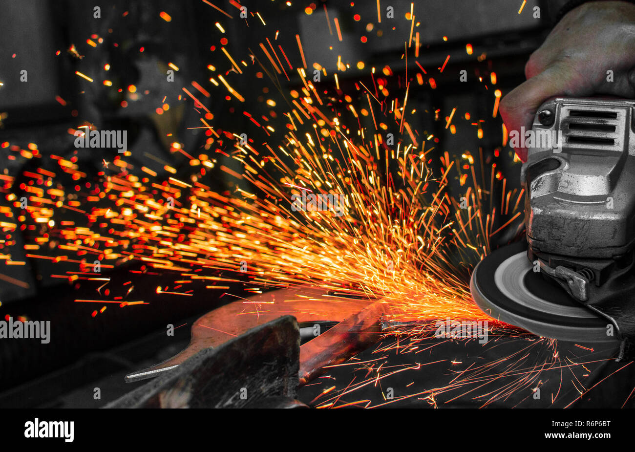 Industrial Grinder and Sparks Stock Photo - Alamy