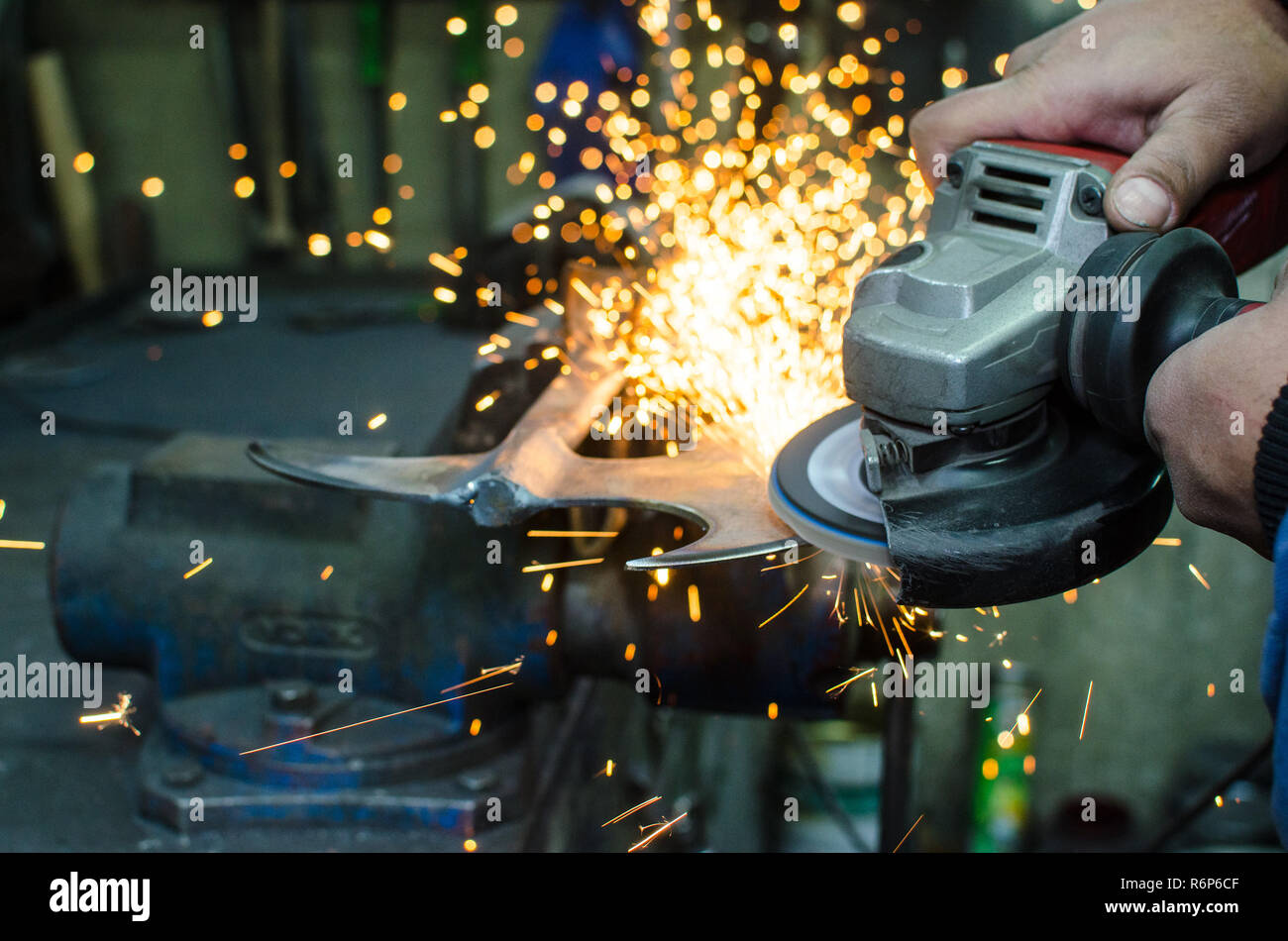 Industrial Grinder and Sparks Stock Photo - Alamy