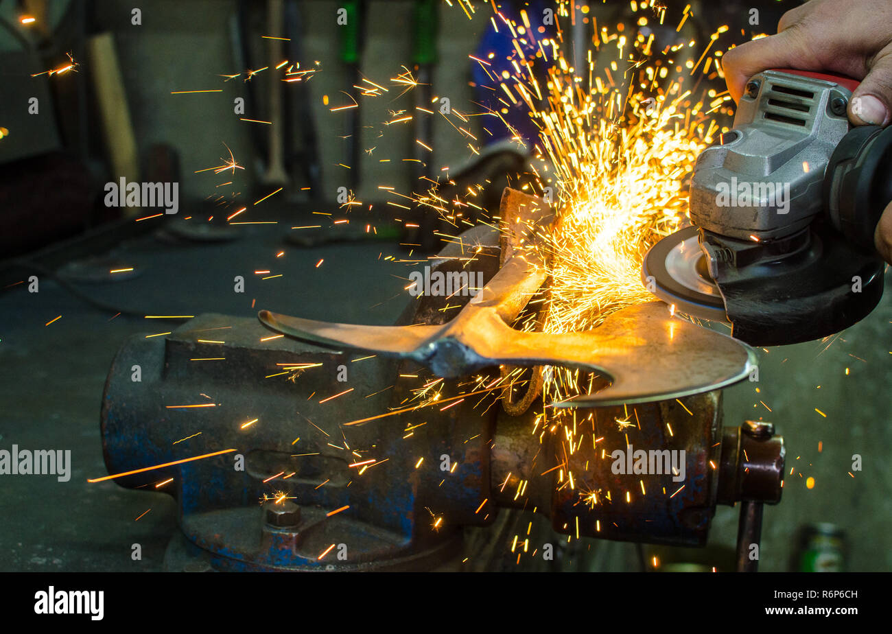 Industrial Grinder and Sparks Stock Photo - Alamy