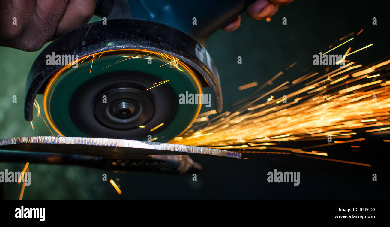 Industrial Grinder and Sparks Stock Photo - Alamy
