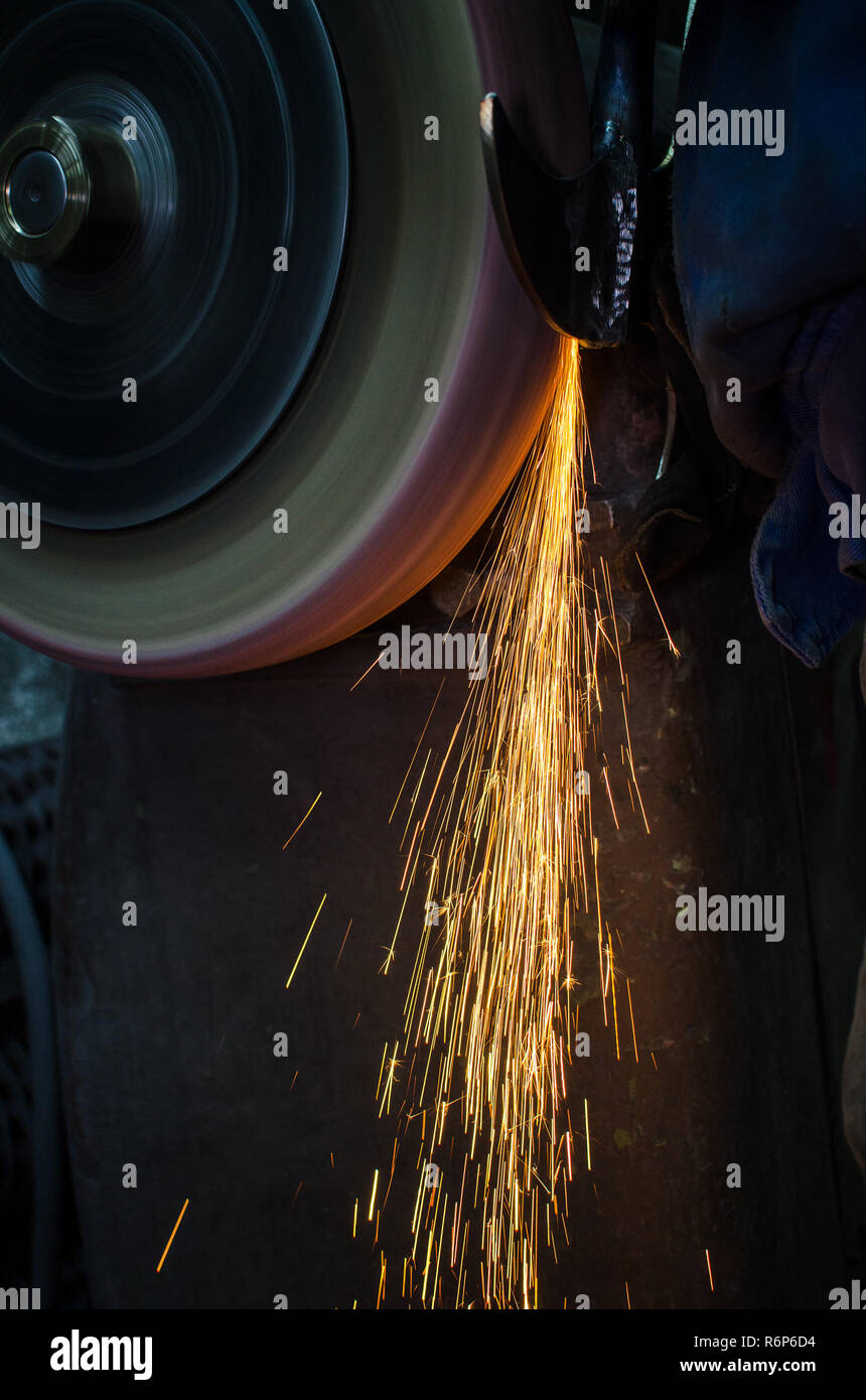 Industrial Grinder and Sparks Stock Photo - Alamy