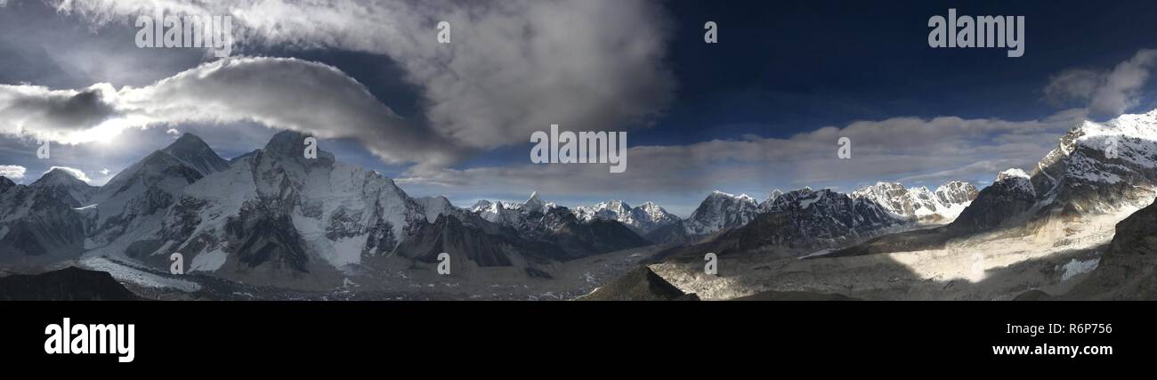 A panoramic view of Mount Everest on May 21, 2017. Mount Everest is ...