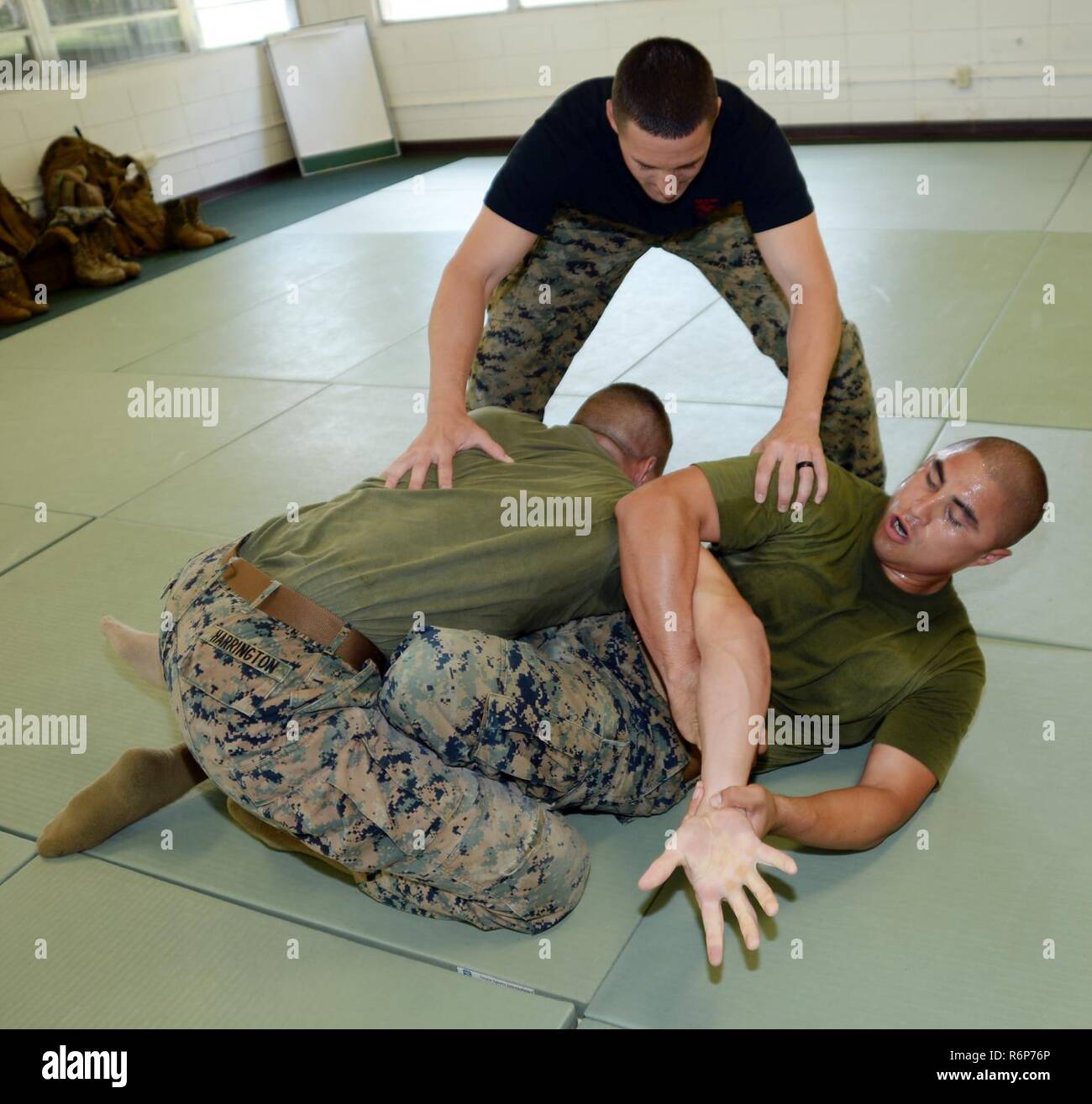 Martial arts instructor students Sgt. Brian Harrington, top, and Sgt ...
