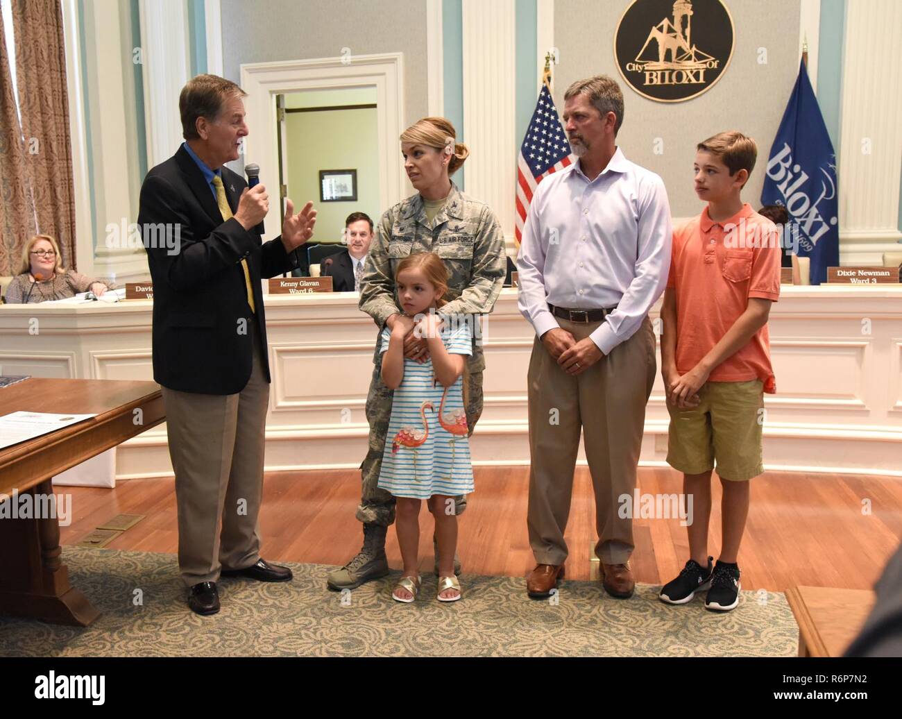 Biloxi Mayor Andrew “FoFo” Gilich, delivers remarks during a ...