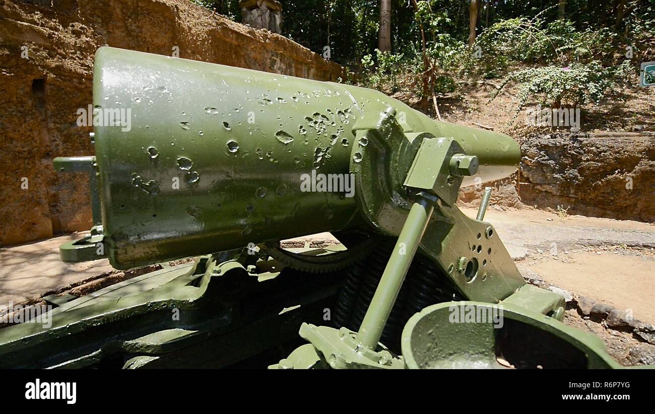 A 12-inch mortar, one of four, at Battery Way on Corregidor Island ...