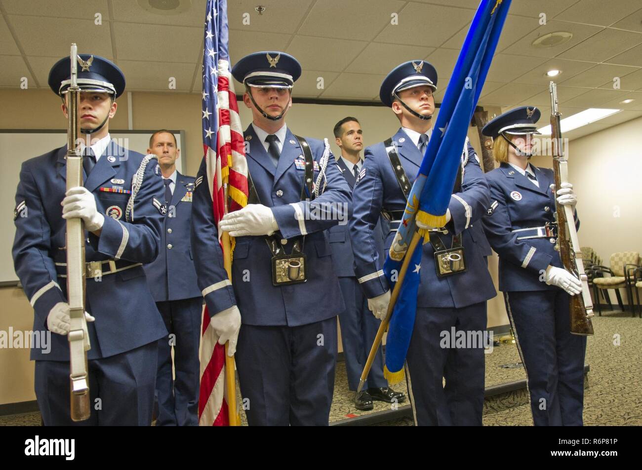 Base Honor Guard present the colors during the 4th Combat Camera ...