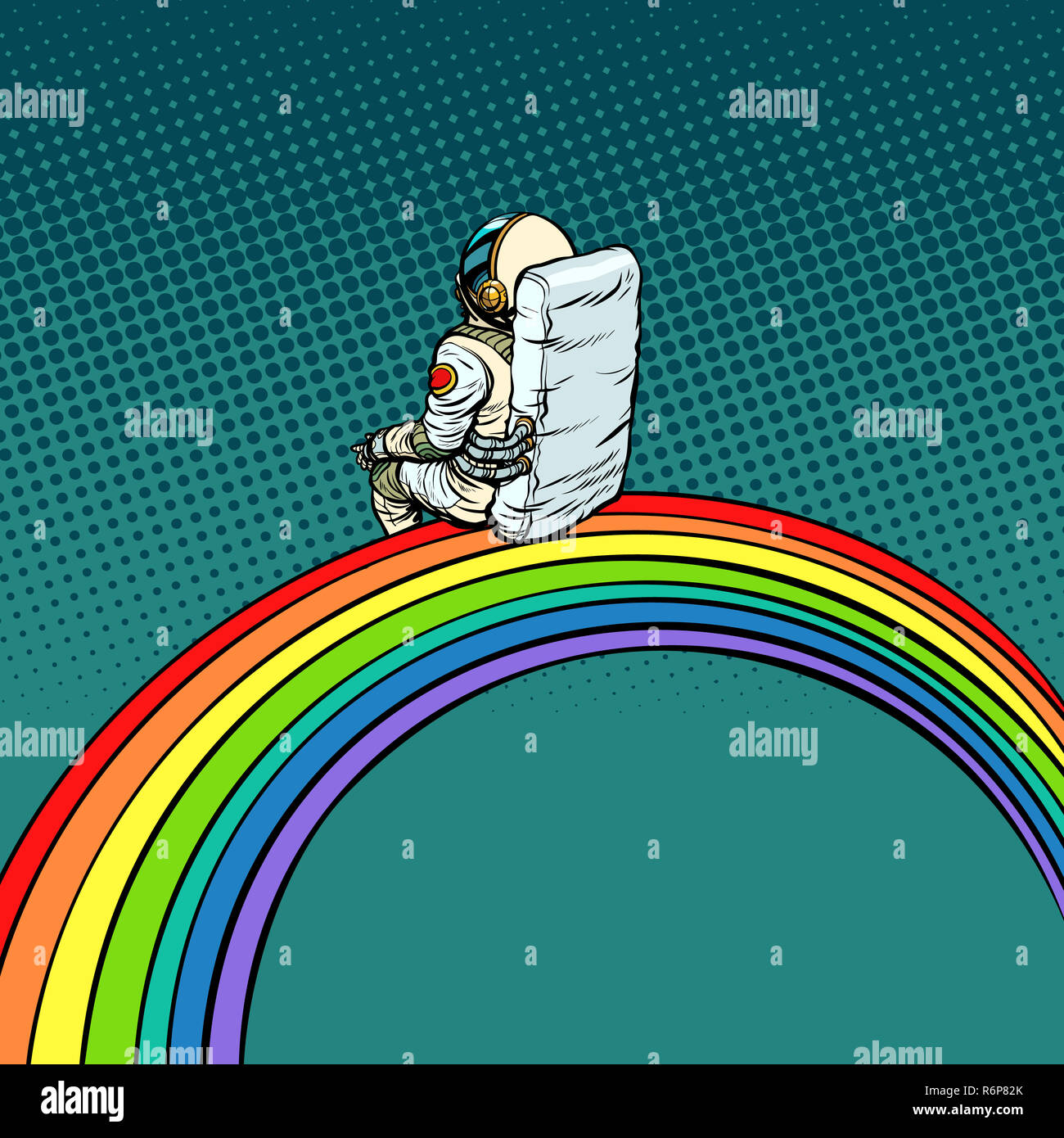 astronaut sits on a rainbow Stock Photo - Alamy