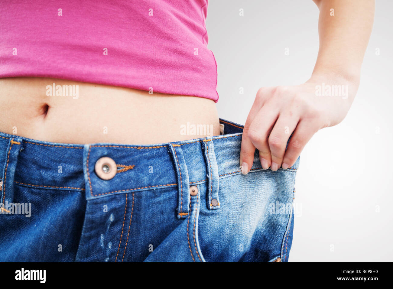 Slim Fit Woman in Jeans Stock Photo - Alamy