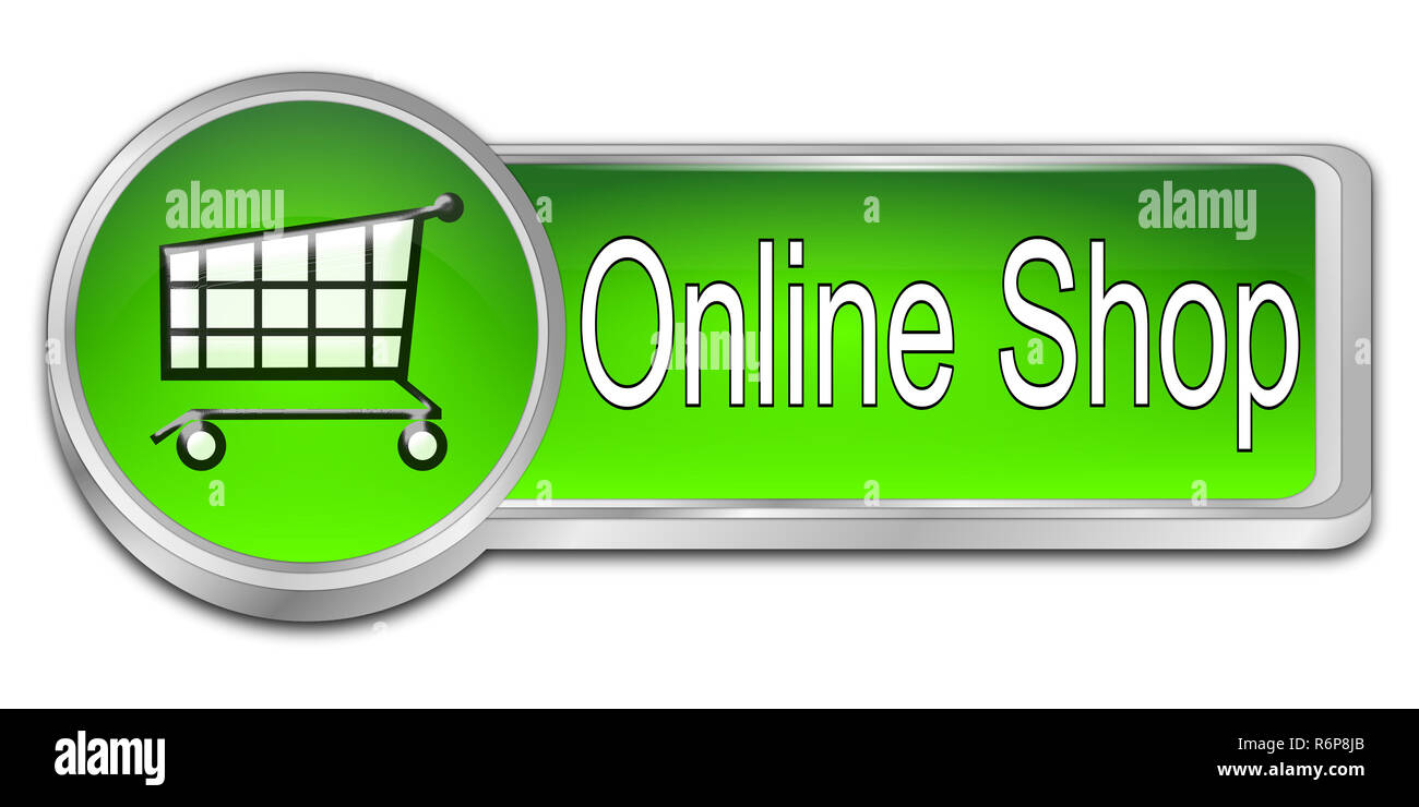 green online Shop Button - 3D illustration Stock Photo - Alamy
