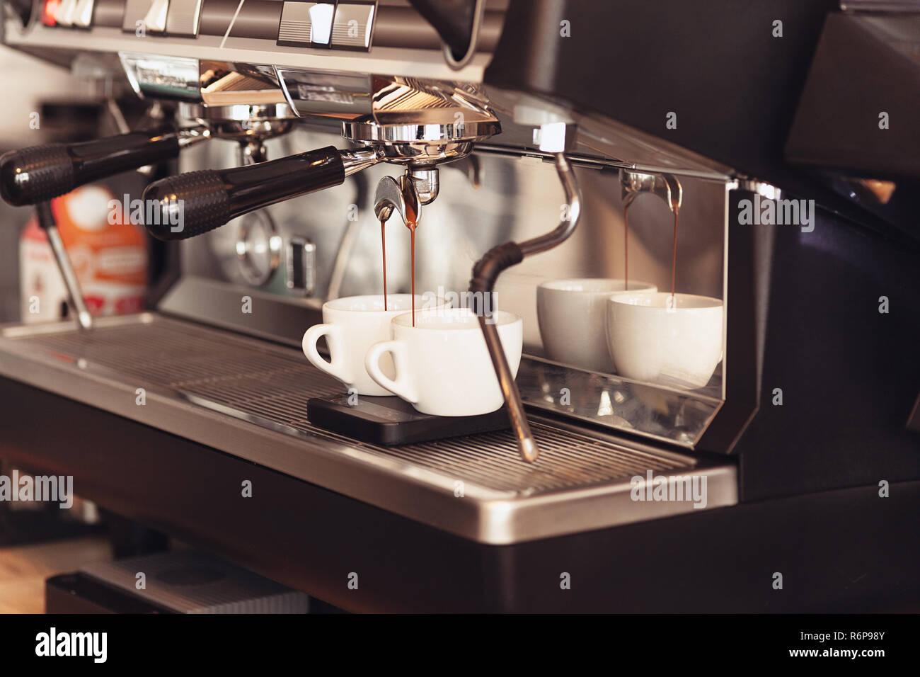 Barista, cafe, making coffee, preparation and service concept Stock ...