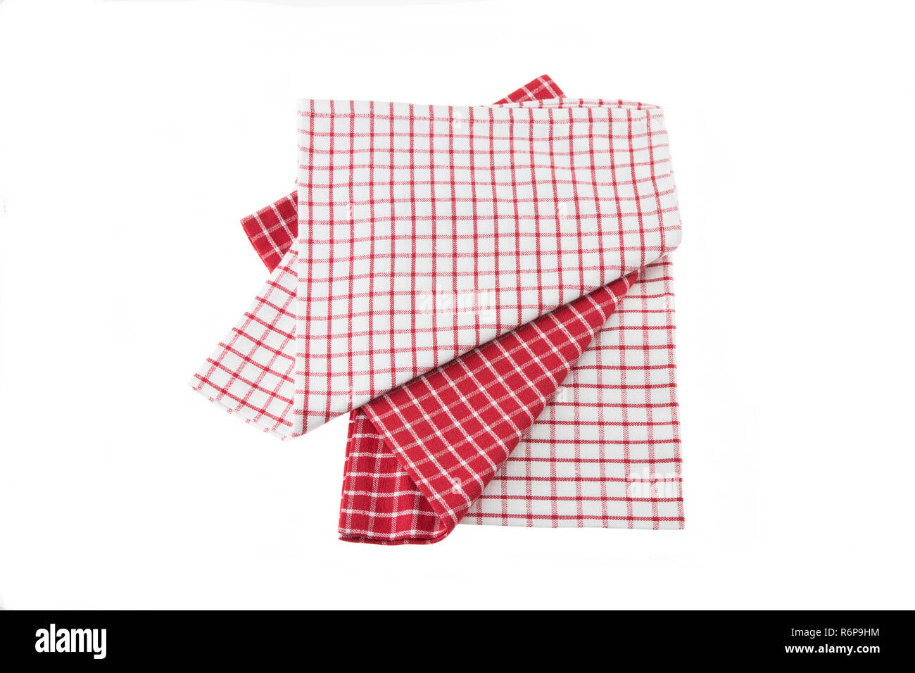 kitchen towels red white checkered on white background Stock Photo - Alamy