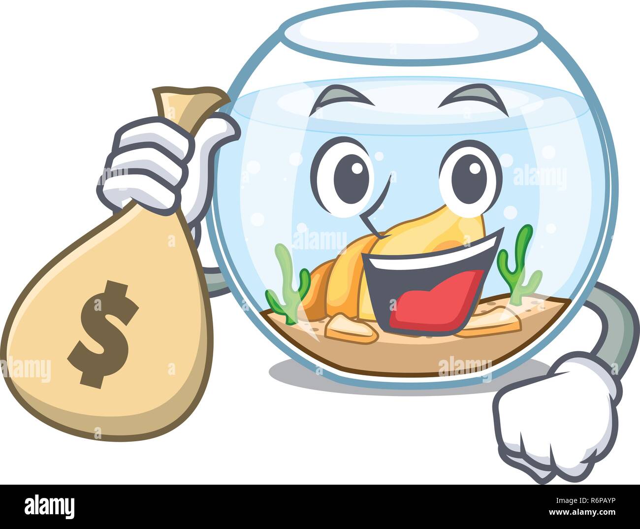 With money bag cartoon goldfish a in on fishbowl Stock Vector Image ...