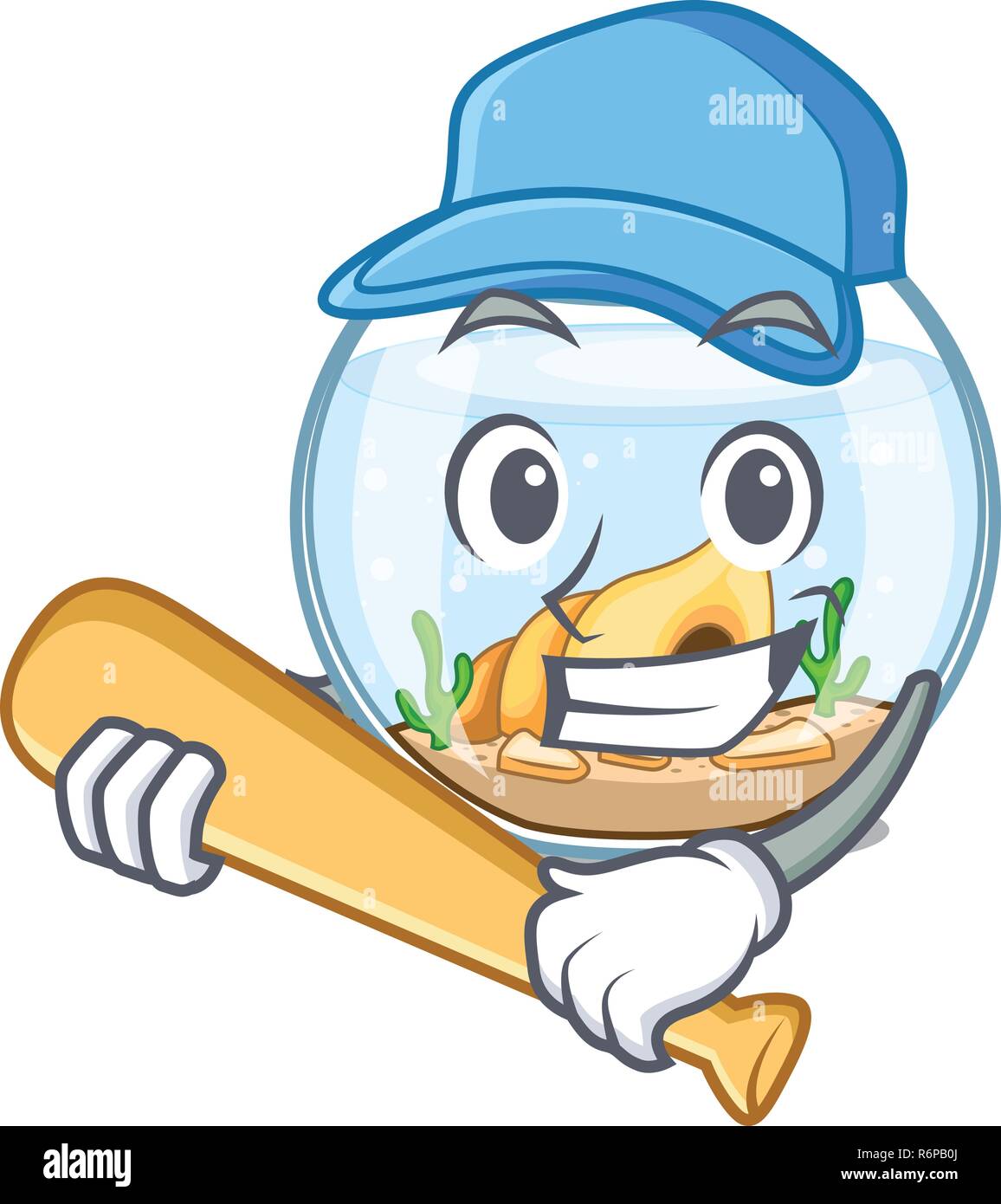 Playing baseball cartoon goldfish a in on fishbowl Stock Vector Image ...