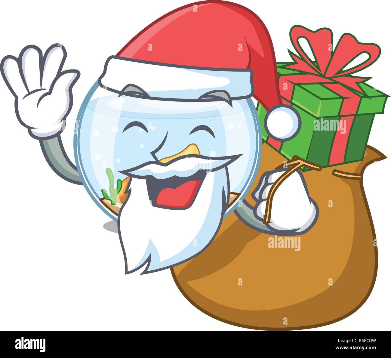 Santa with gift fishbowl in a funny on cartoon Stock Vector Image & Art ...