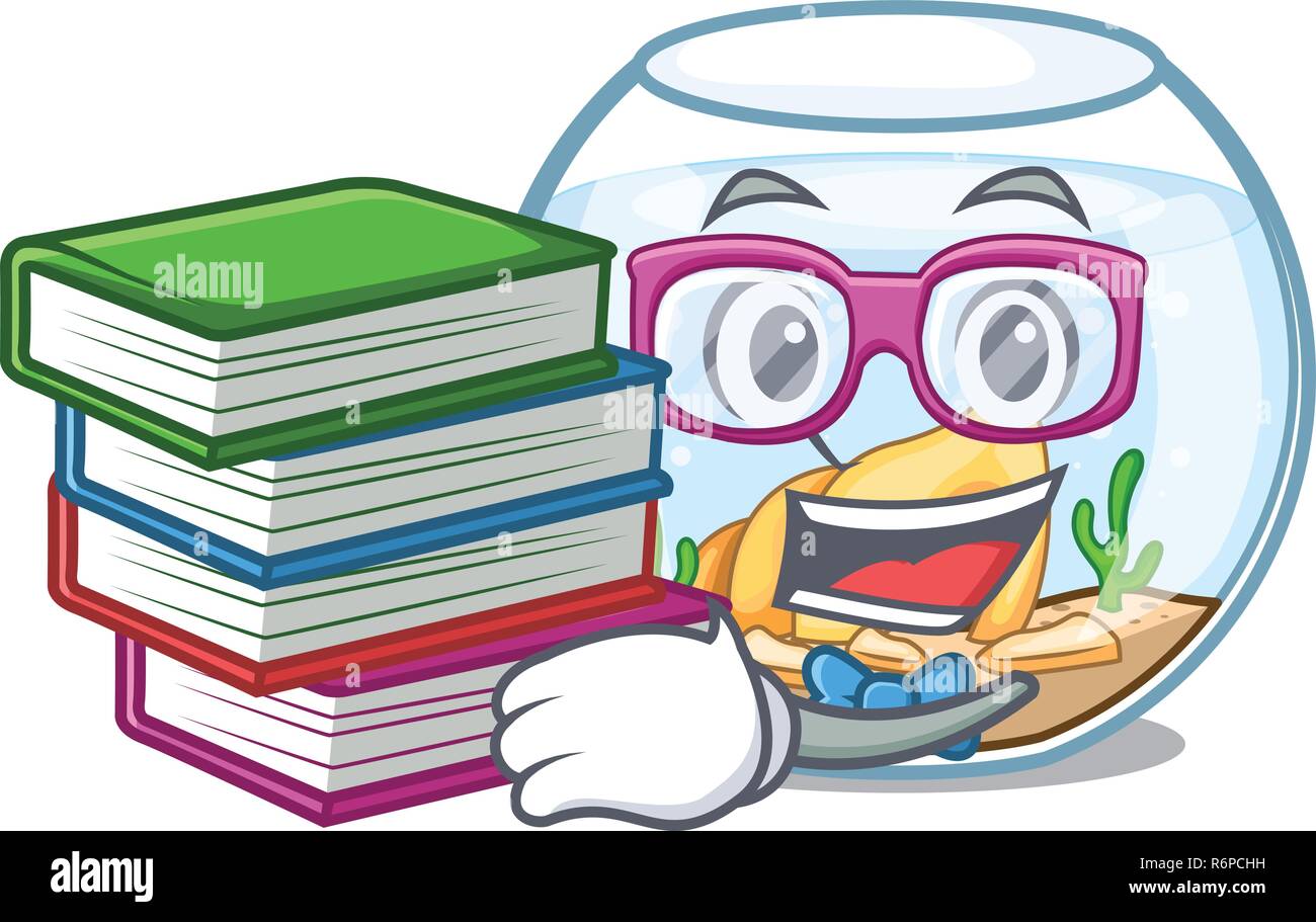 Student with book fishbowl in a funny on cartoon Stock Vector Image ...