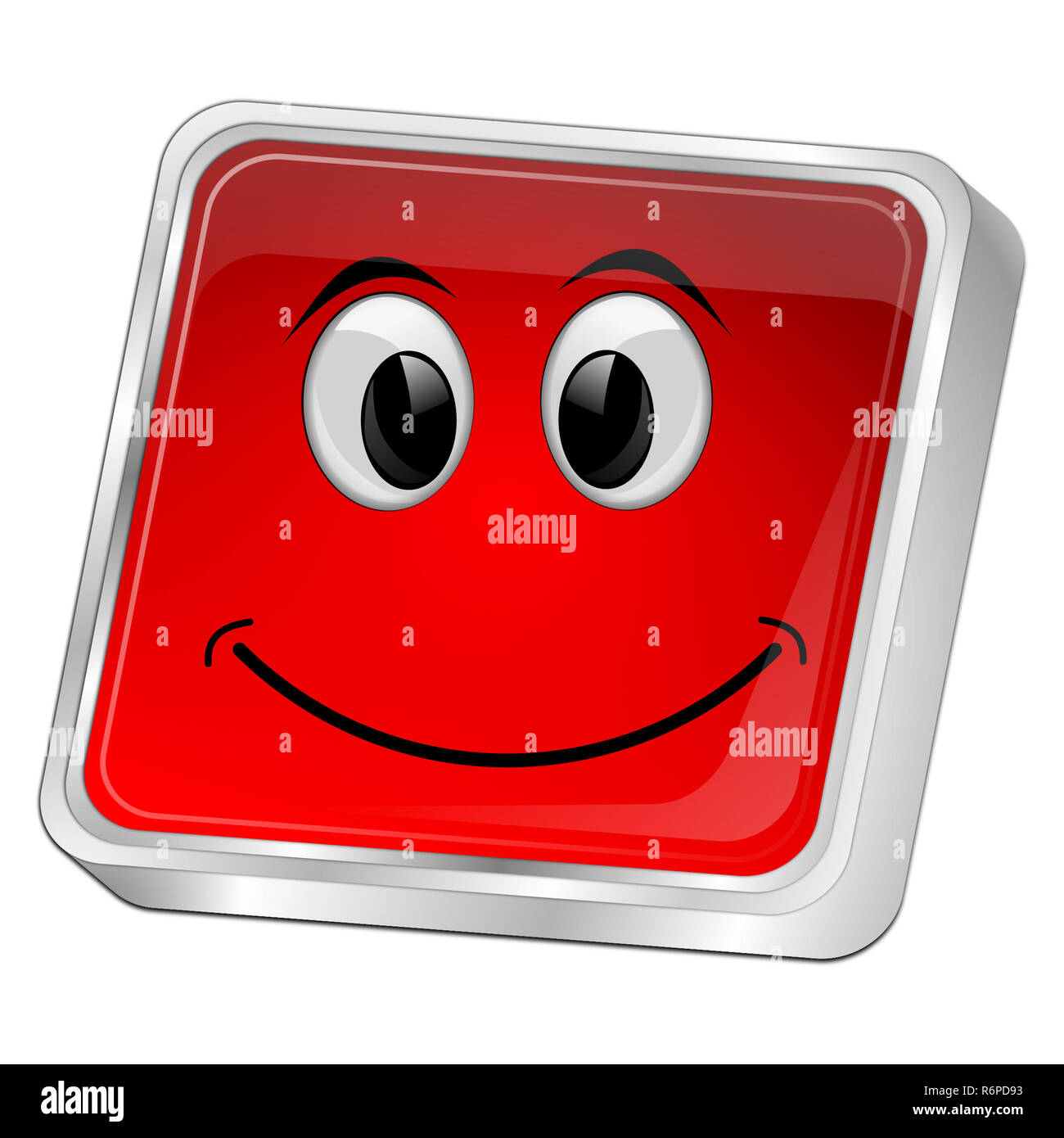 red Button with smiling face - 3D illustration Stock Photo - Alamy