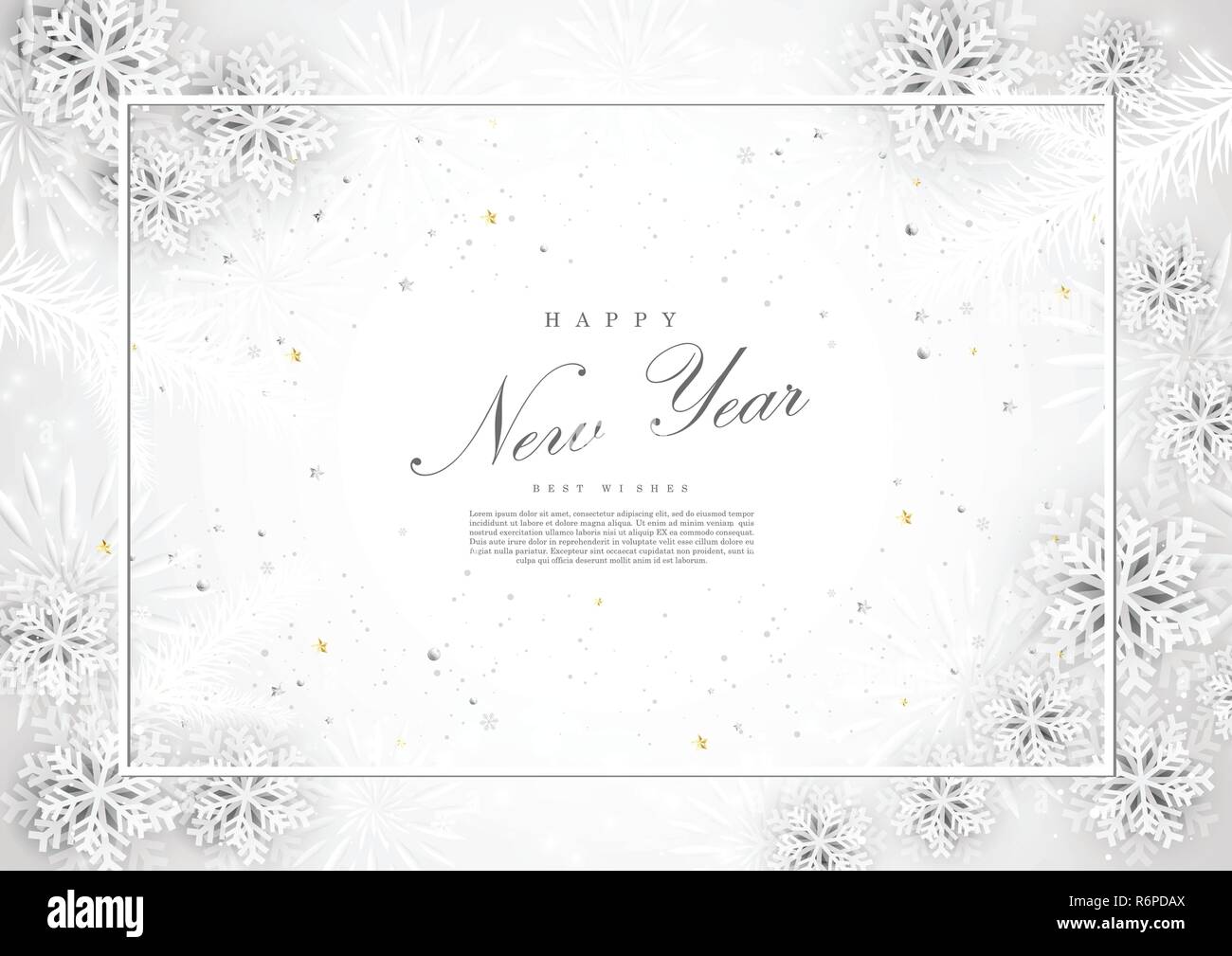 Happy new year white snow background template vector design Stock ...