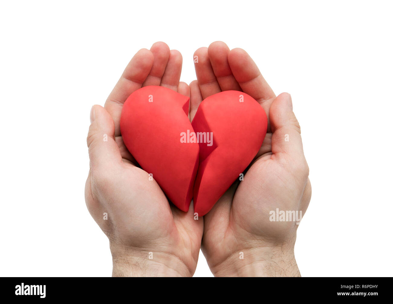 Broken heart in hands isolated on white with clipping path Stock Photo ...