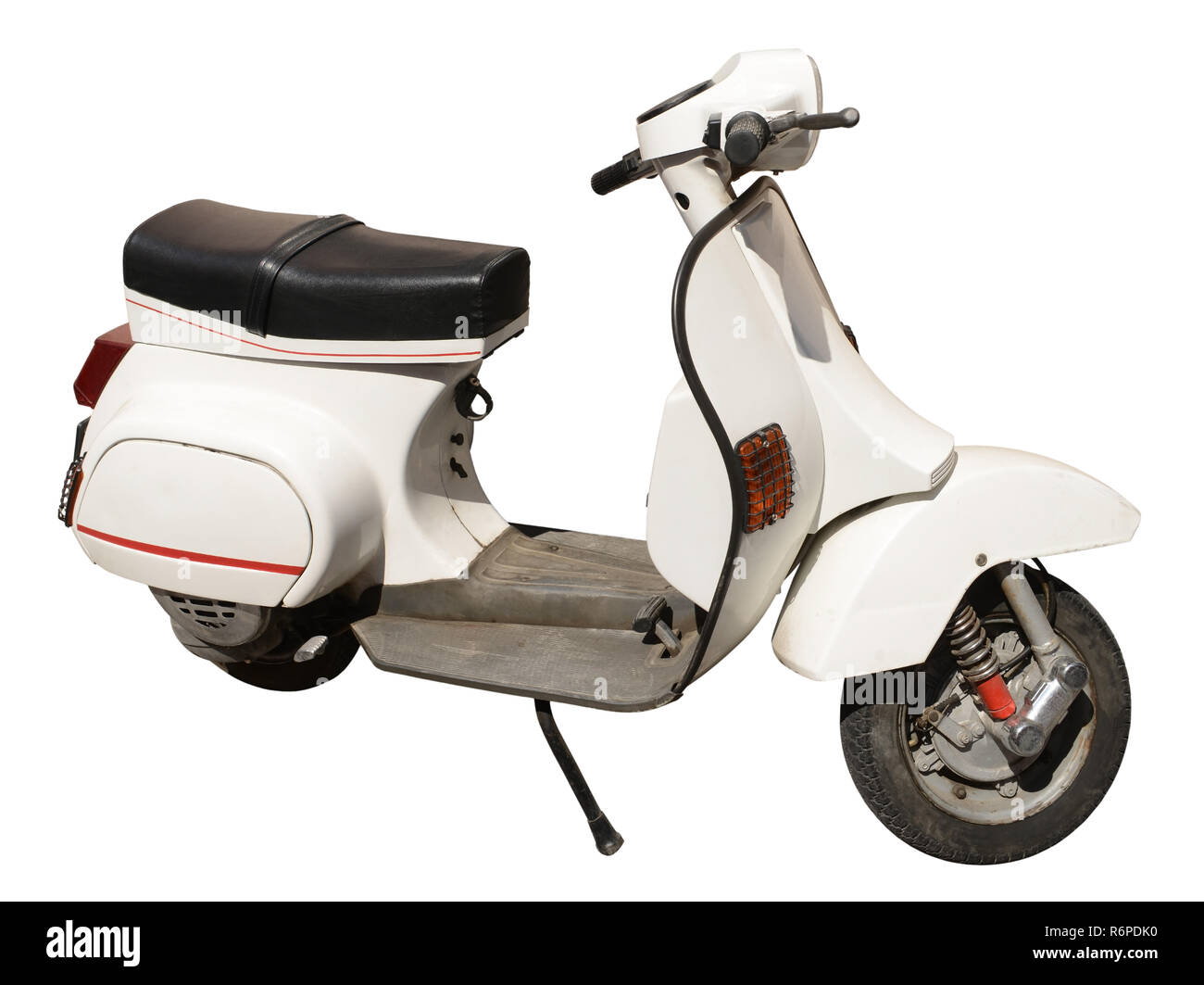 White motor scooter isolated on white Stock Photo - Alamy