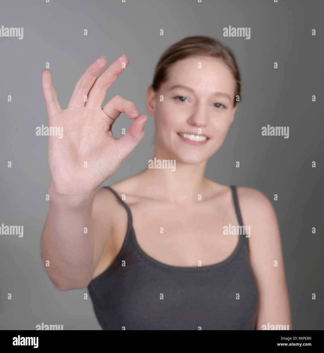 woman shows o. k Stock Photo - Alamy