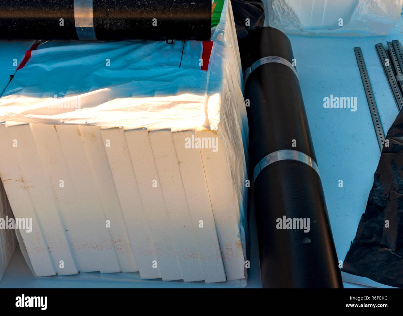 Construction site - waterproofing and insulation pvc terrace Stock ...