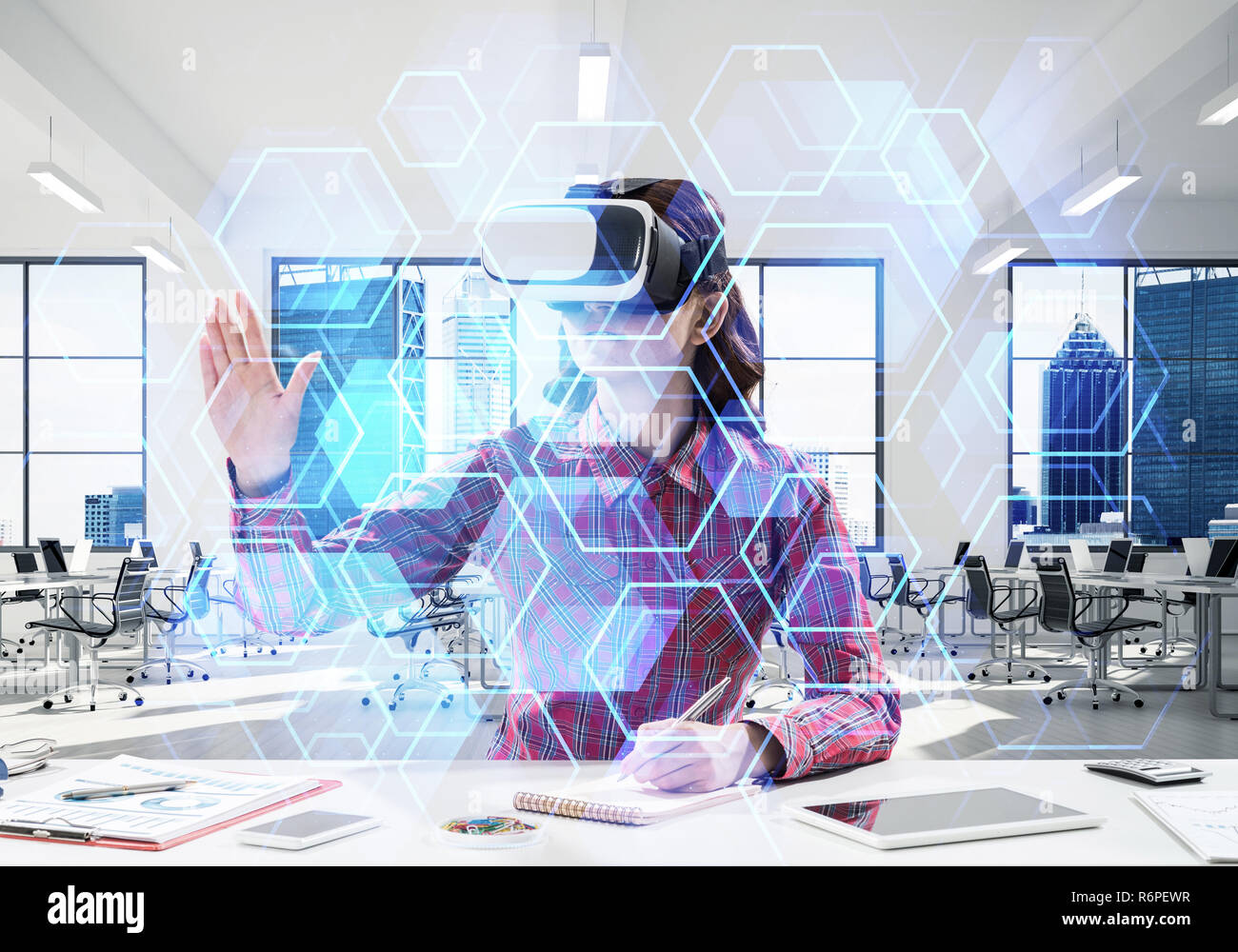 Virtual reality experience Stock Photo - Alamy
