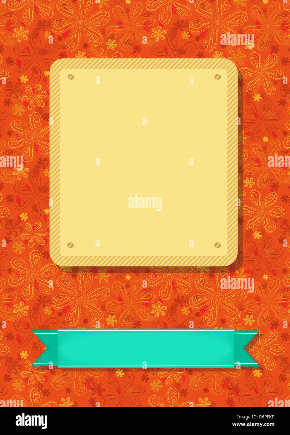 Floral greeting card with banners for custom text Stock Photo - Alamy