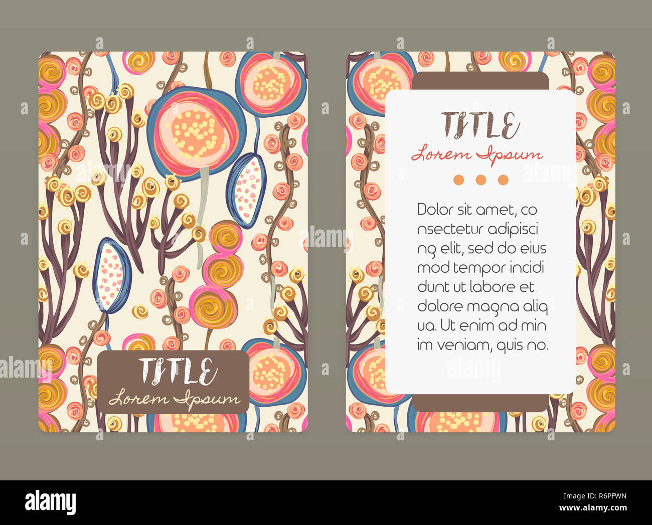 Cover design with floral pattern. Hand drawn creative flowers. Colorful ...