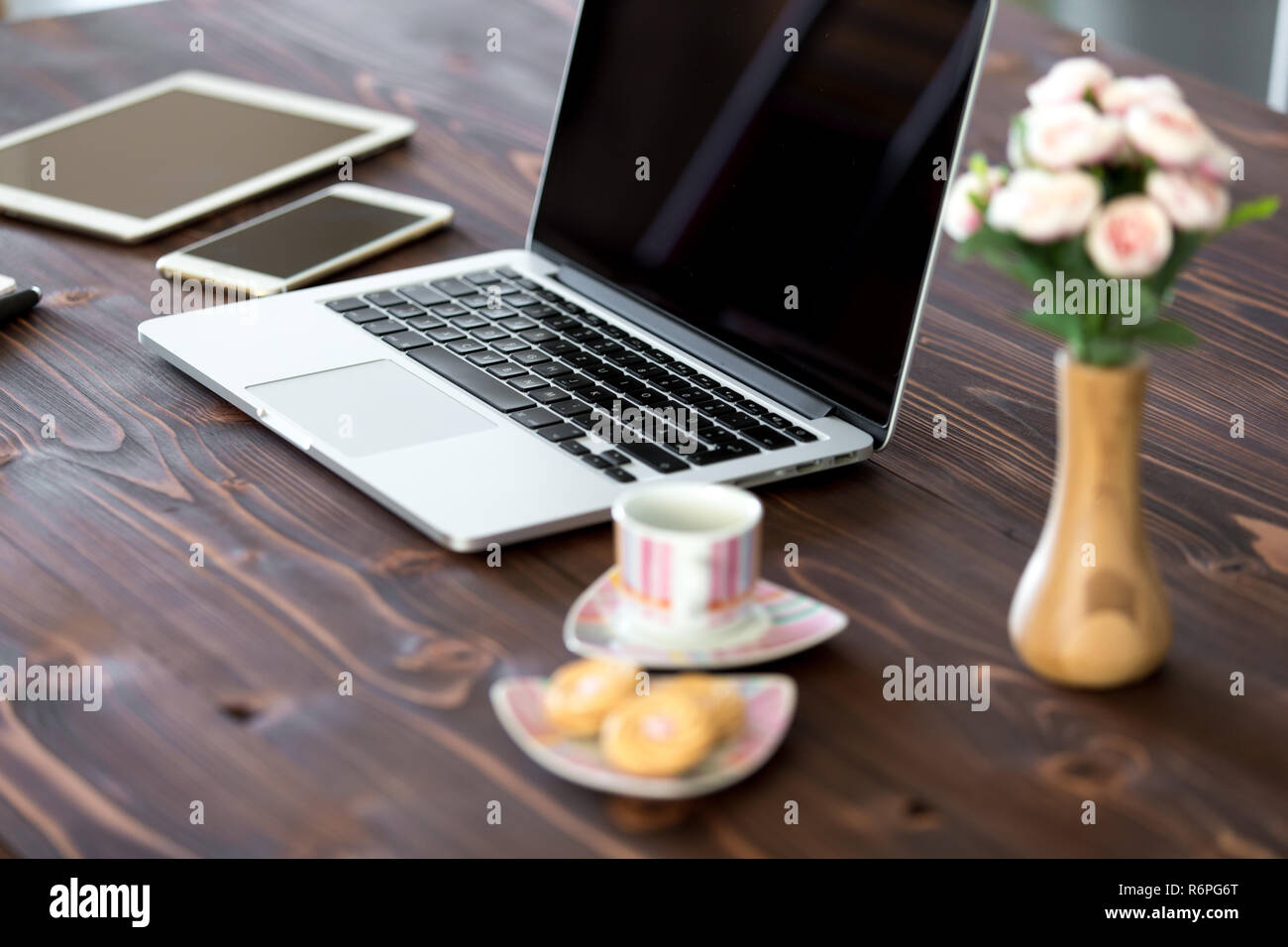 Coffee and Laptop Stock Photo - Alamy