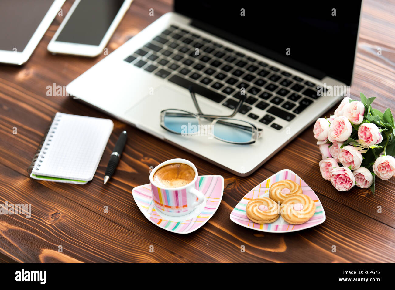 Coffee and Laptop Stock Photo - Alamy