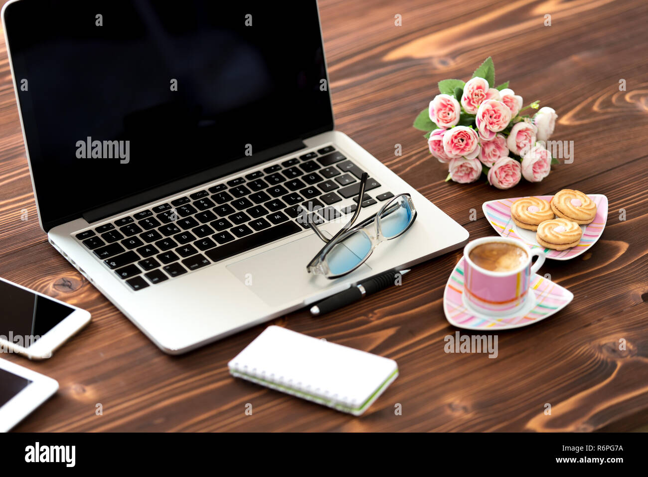 Coffee and Laptop Stock Photo - Alamy
