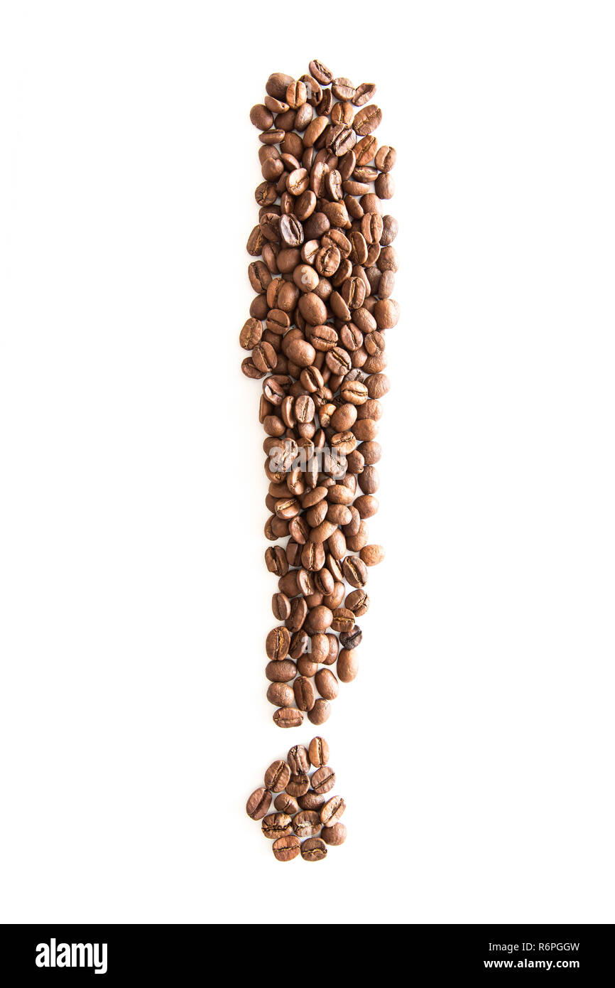 Exclamation point with coffee beans Stock Photo - Alamy