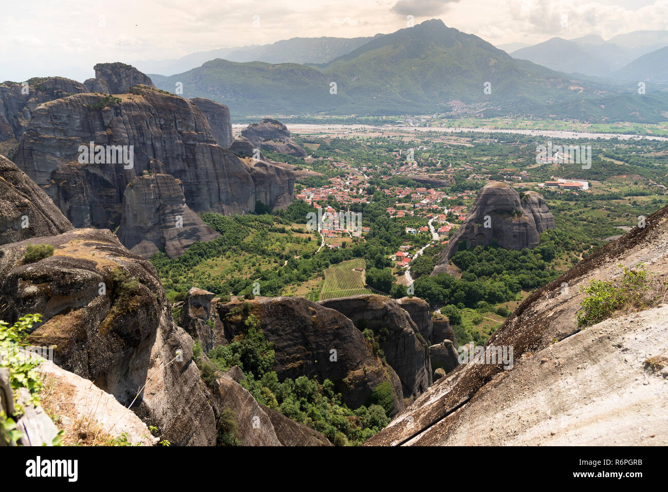 Meteora region of the village of Kalambaka Greece Stock Photo - Alamy